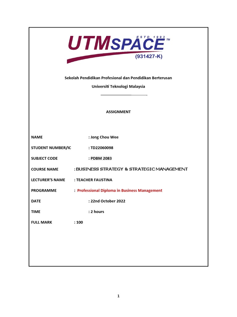 Business Strategy Assignment | PDF | Strategic Management ...