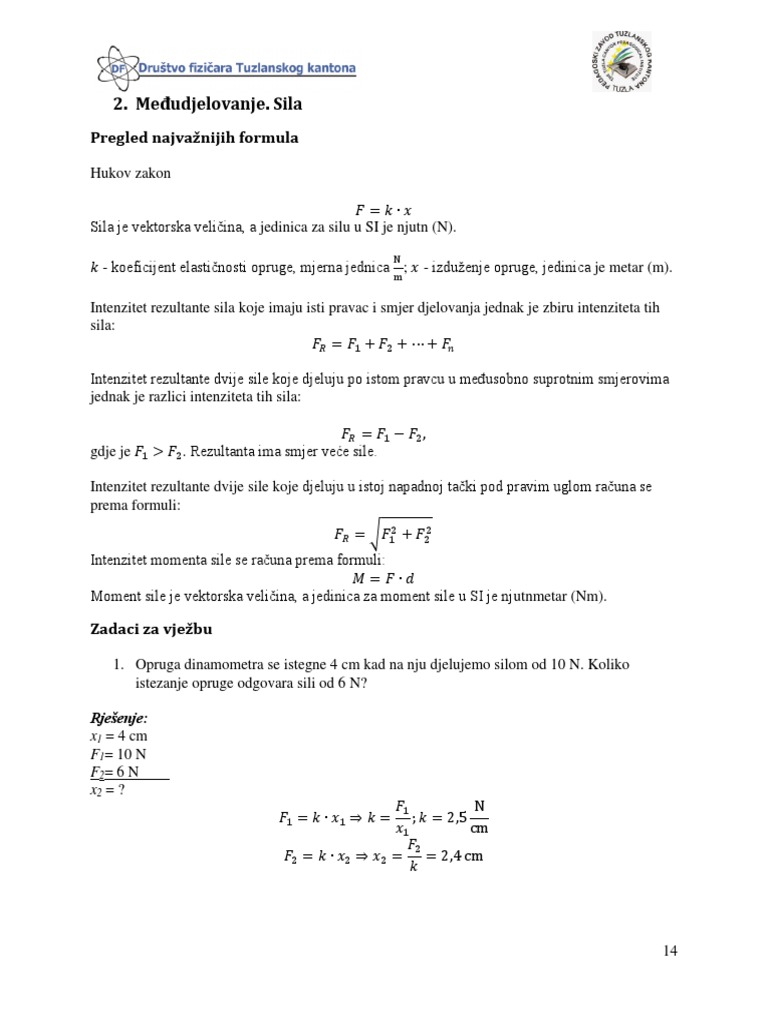 Katalog Zadataka Za Takmicenje-Fizika - Slaganje Sila | PDF