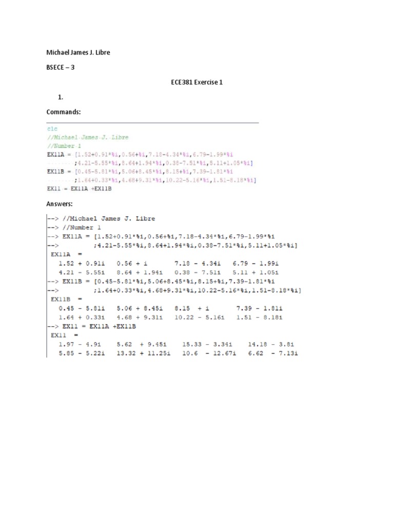 ECE381 Exercise 1 Partial - Libre | PDF