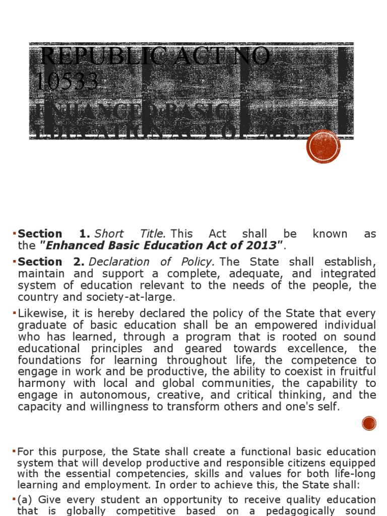 RA 10533 - Enhanced Basic Curriculum | PDF | Curriculum | Secondary ...