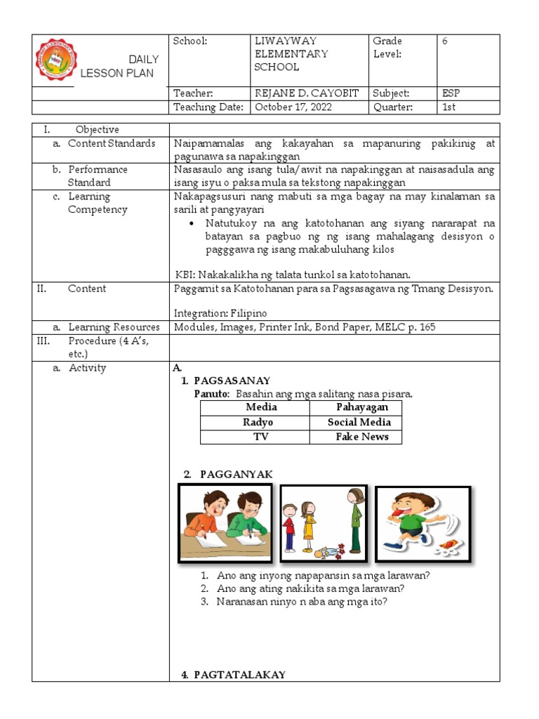LP ESP Grade 6 - October 10, 2022 - Module 3 | PDF
