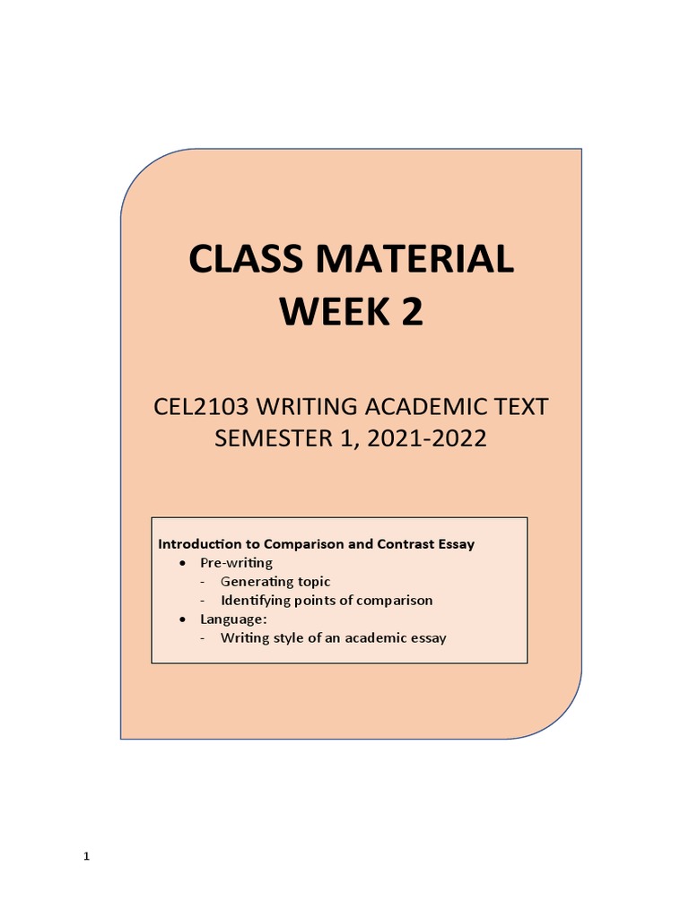 Class Material Week 2 | PDF | Essays | Verb