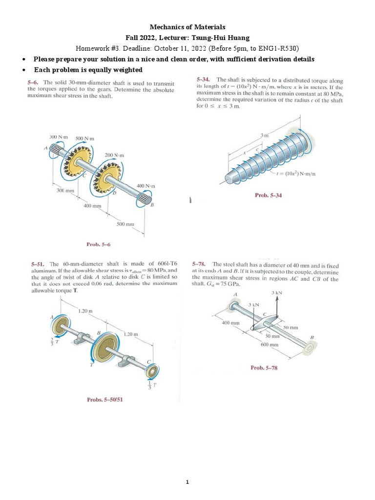 Mechanics of Materials HW3 | PDF | Teaching Methods & Materials | Technology & Engineering