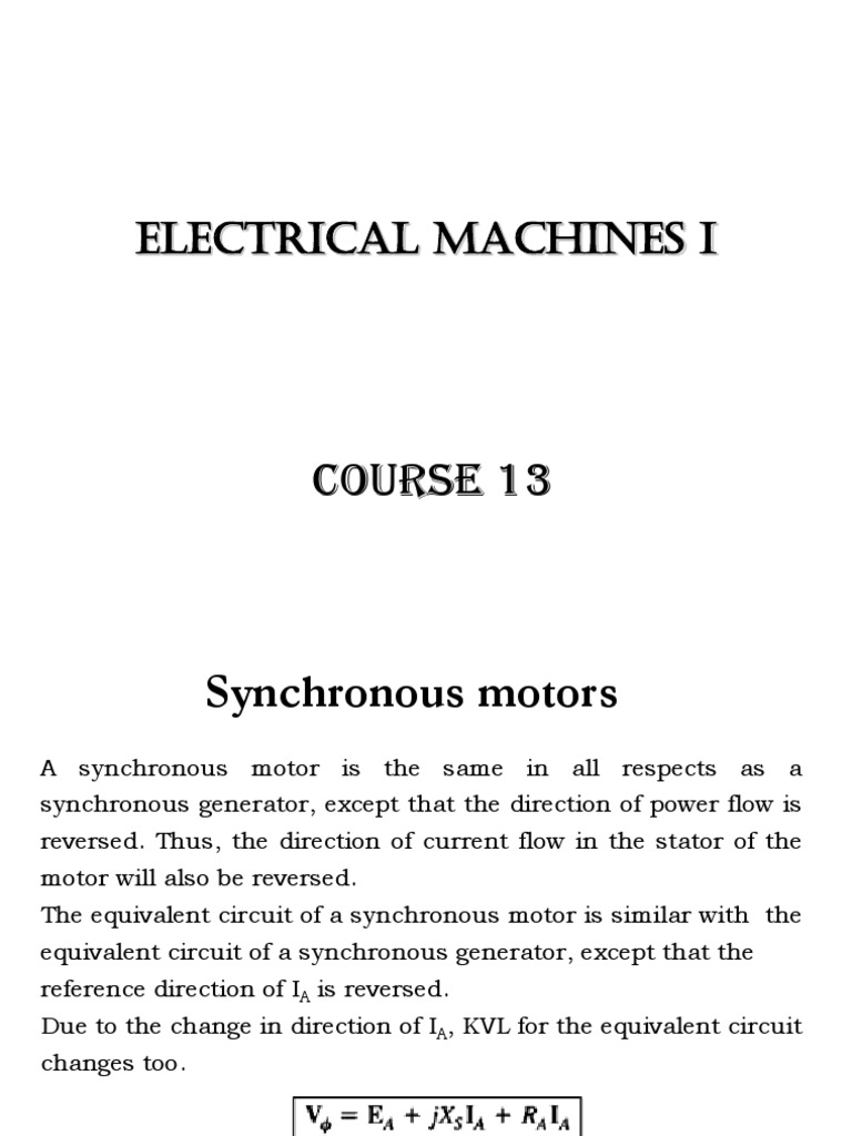 Synchronous Motors | PDF | Electric Motor | Electrical Components