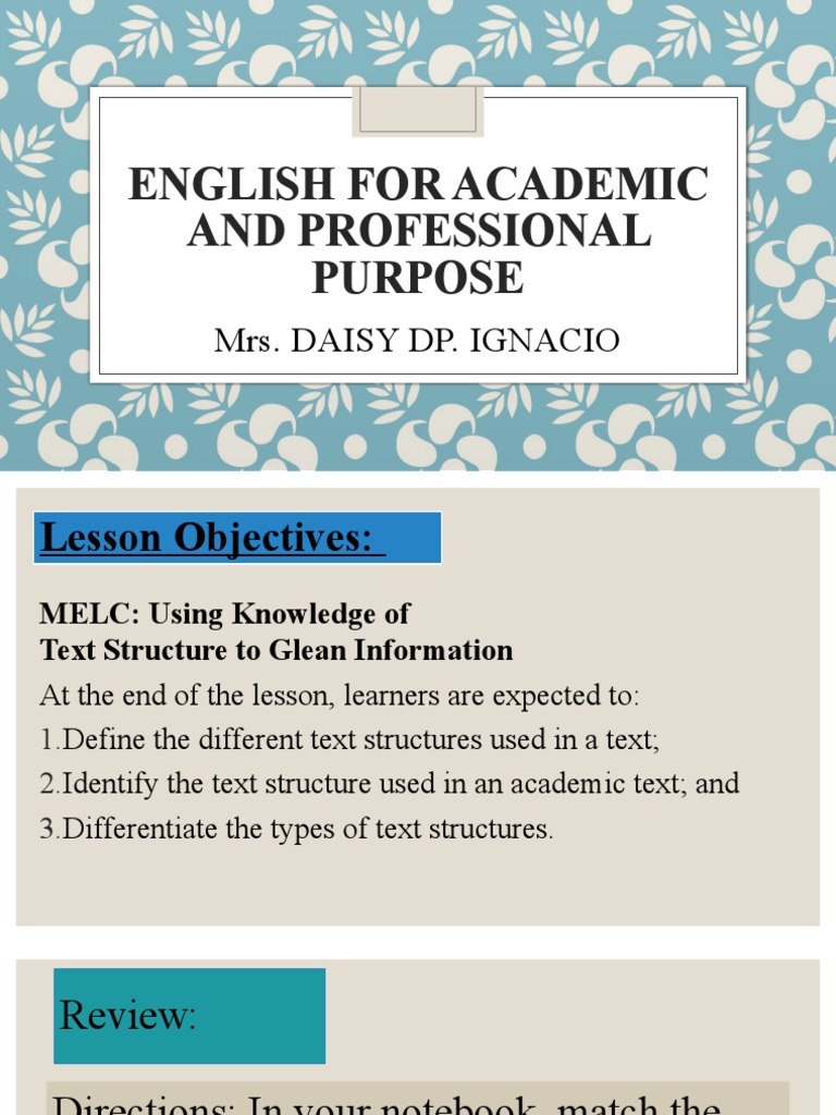 Analyzing Text Structures | PDF | Taste | Time