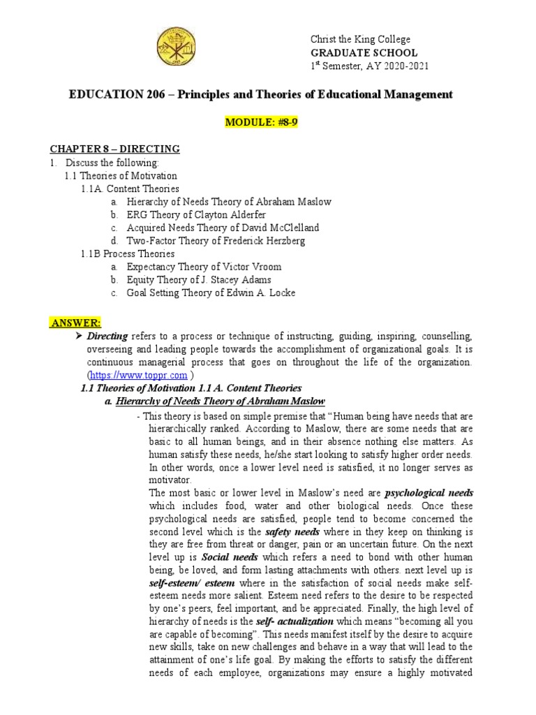 6 Educ 206 Module For Chapter 8 - 9 | PDF | Motivational | Motivation