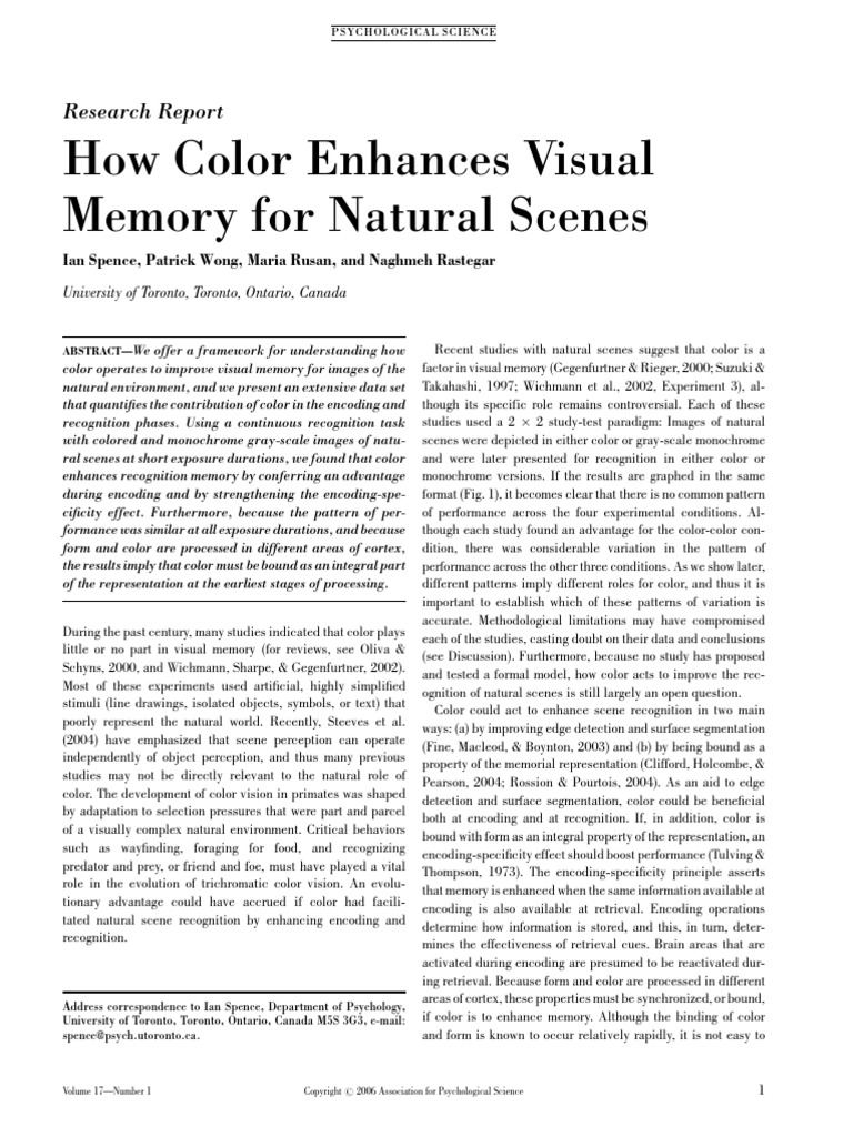 Spence 2006 | PDF | Memory | Color