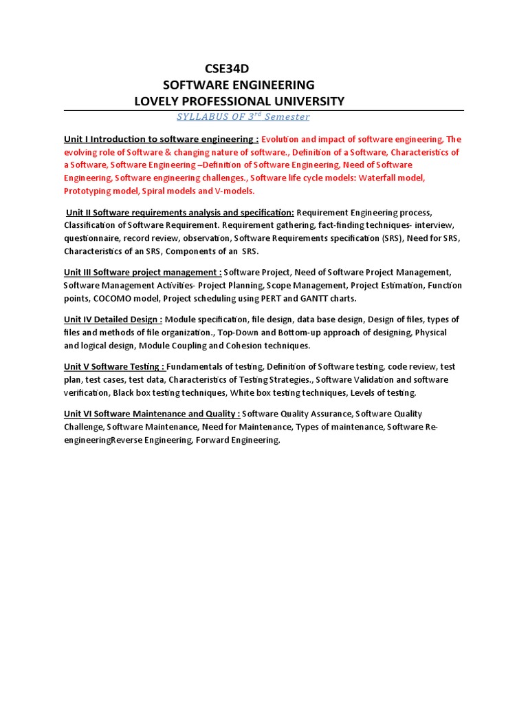 Unit 1 Software Engineering | PDF | Software | Software Testing
