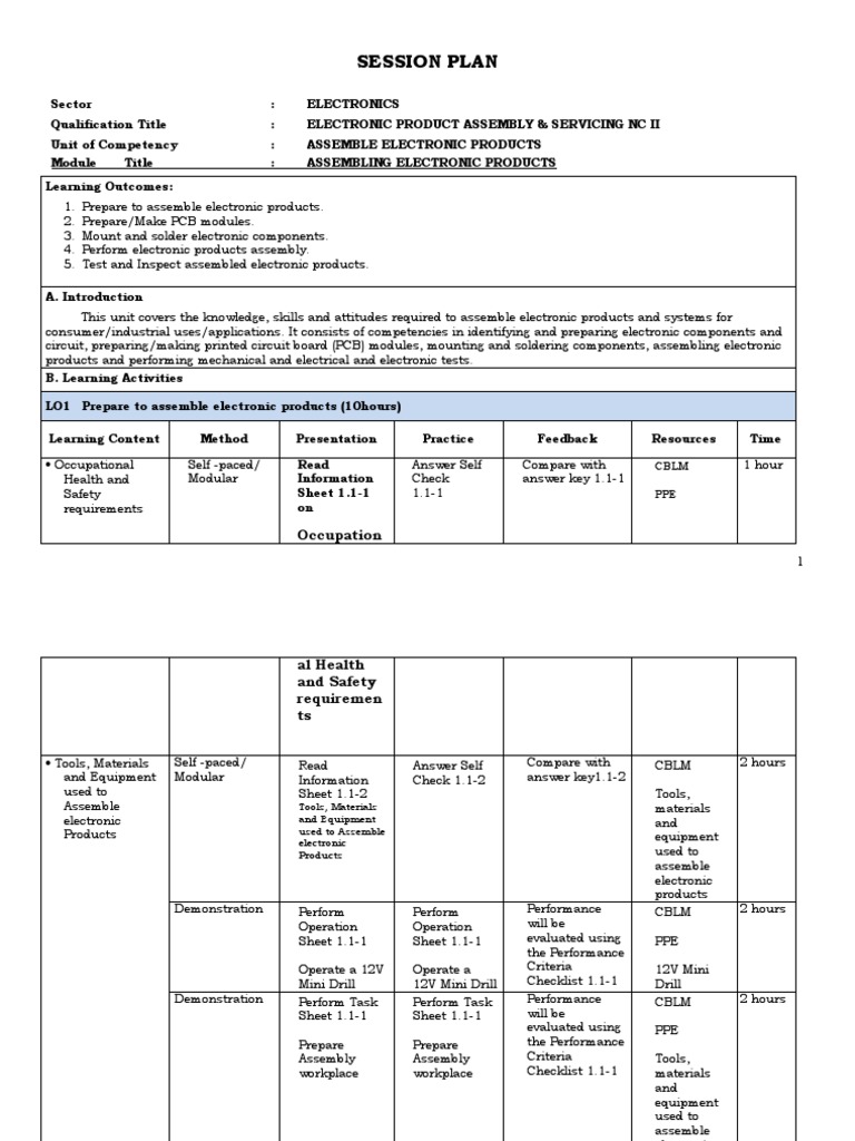 Electronics Product Assembly Training Plan | PDF | Printed Circuit ...