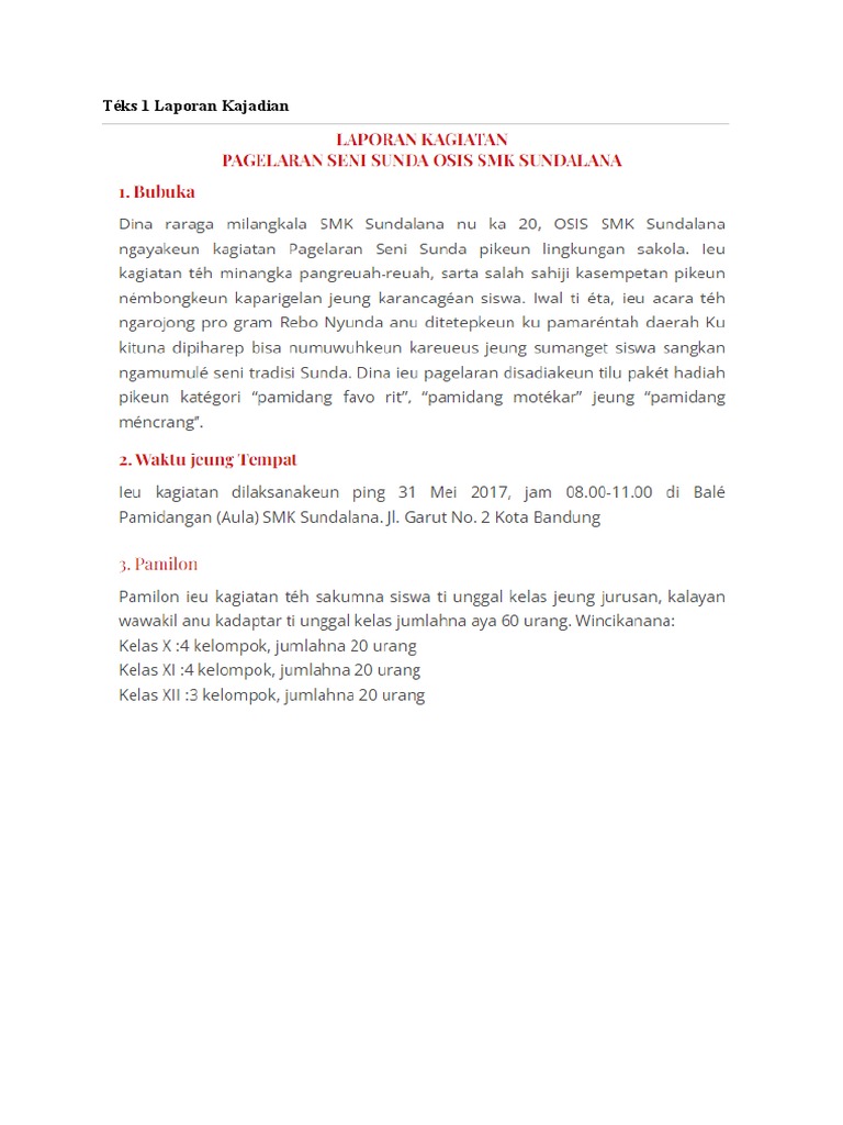 Téks Laporan Kajadian | PDF
