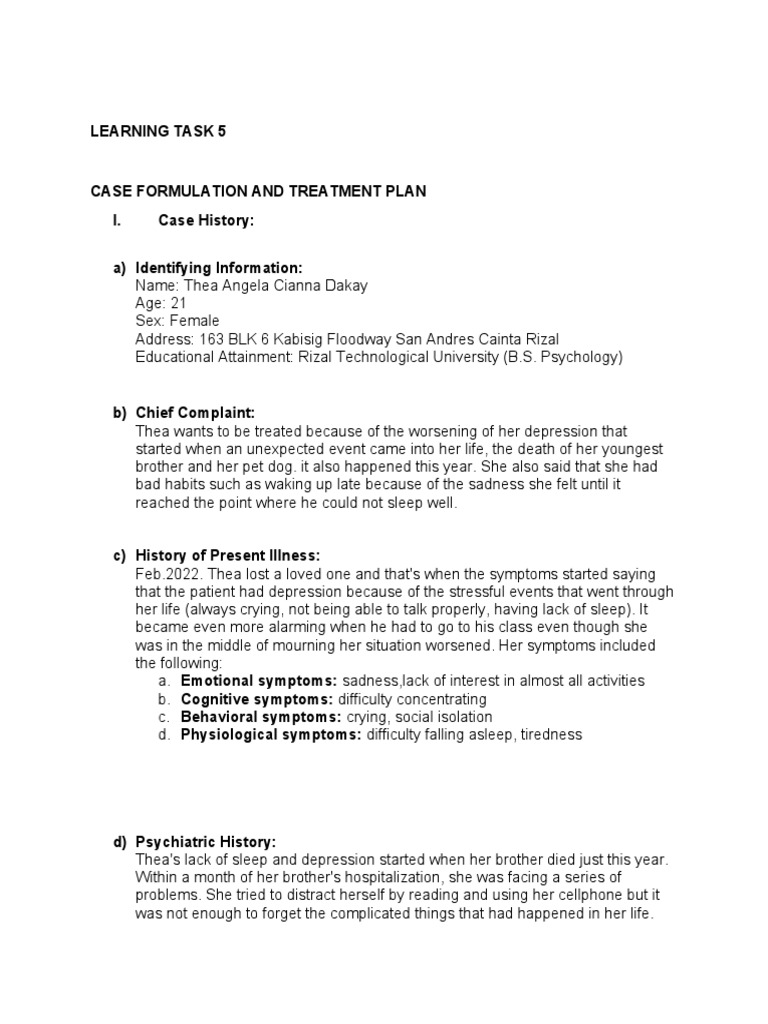 Learning Task 5 | PDF | Cognitive Behavioral Therapy | Psychotherapy