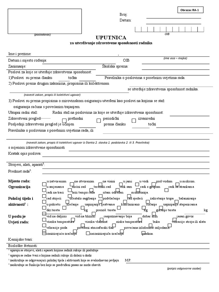Obrazac RA-1 Adobe Express | PDF