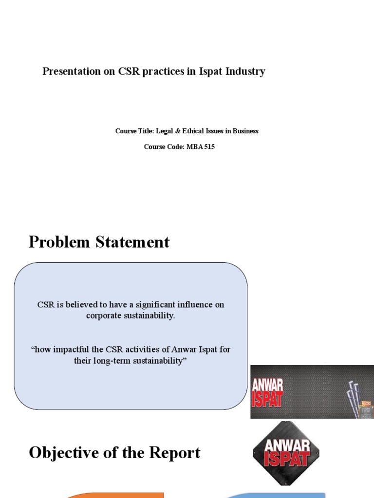 CSR Activities On Ispat | PDF | Corporate Social Responsibility | Health Sciences