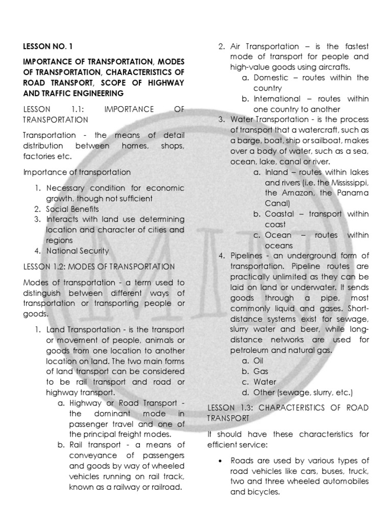 Hre Midterm Reviewer l1 l3 Only | PDF | Transport | Road