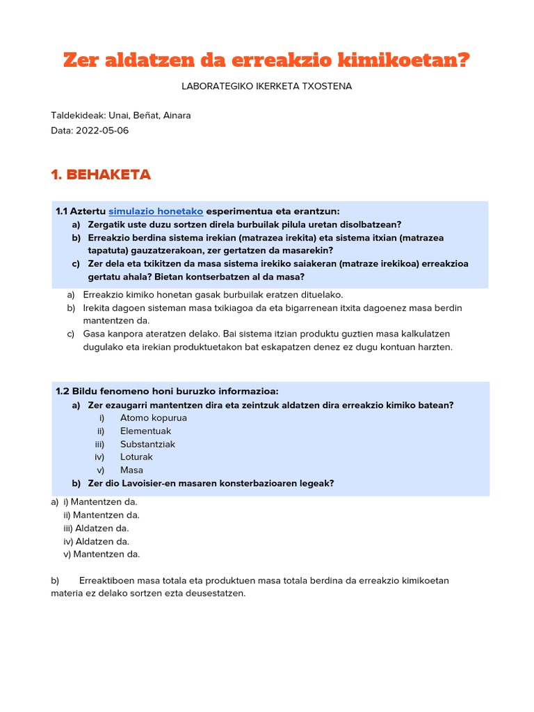 Laborategiko Txostena | PDF