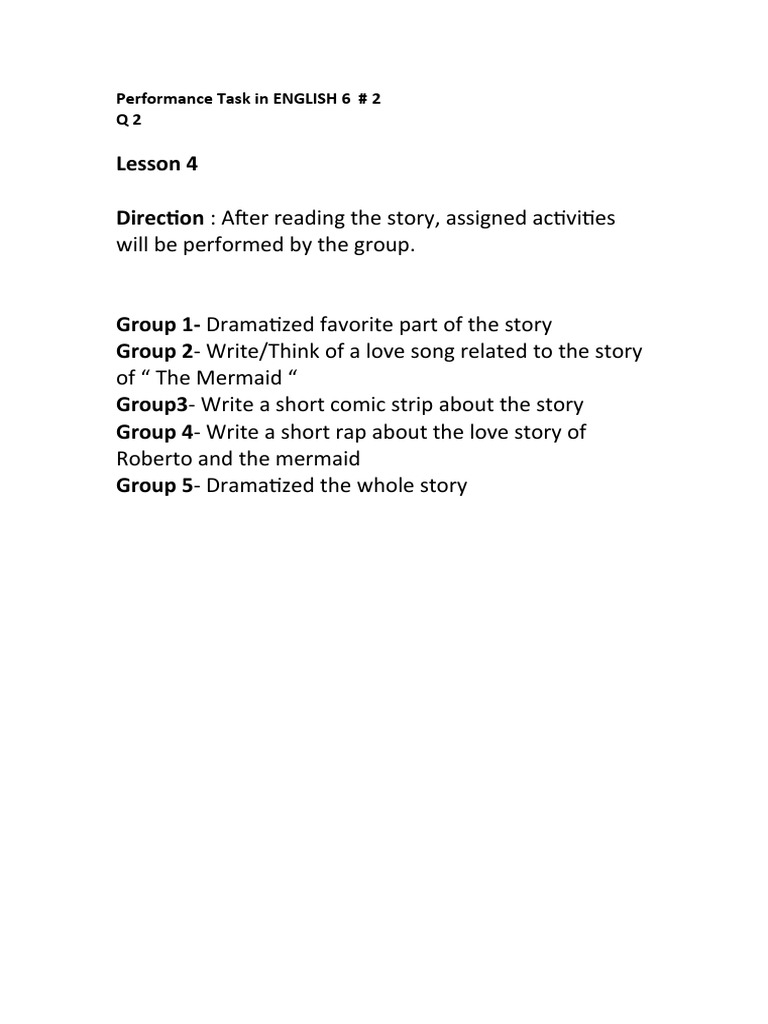 Performance Task in ENGLISH 6 #2 Q2 | PDF
