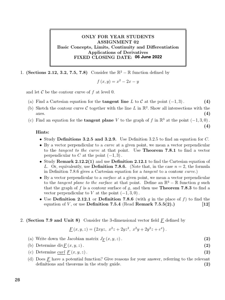 MAT2615 TL 101 Assignment2 | Download Free PDF | Tangent | Derivative
