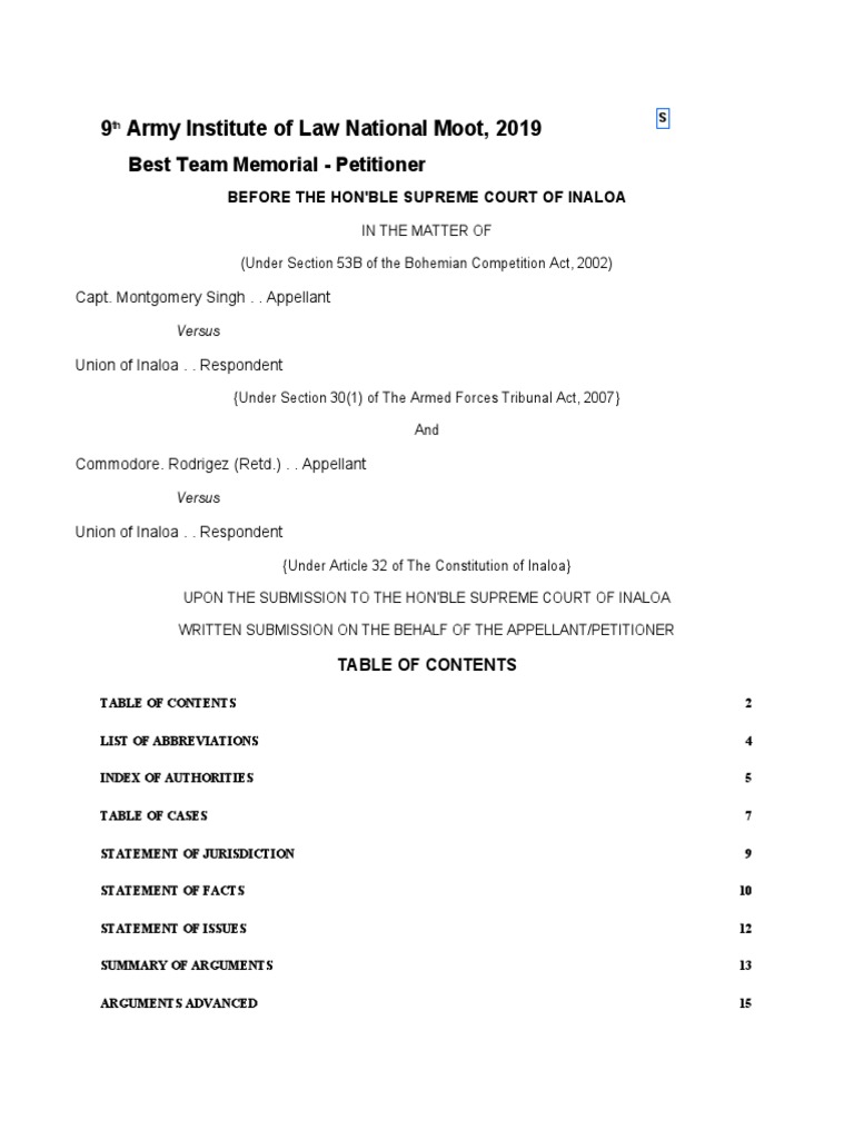 Sample of Memorial | PDF | Burden Of Proof (Law) | Mens Rea