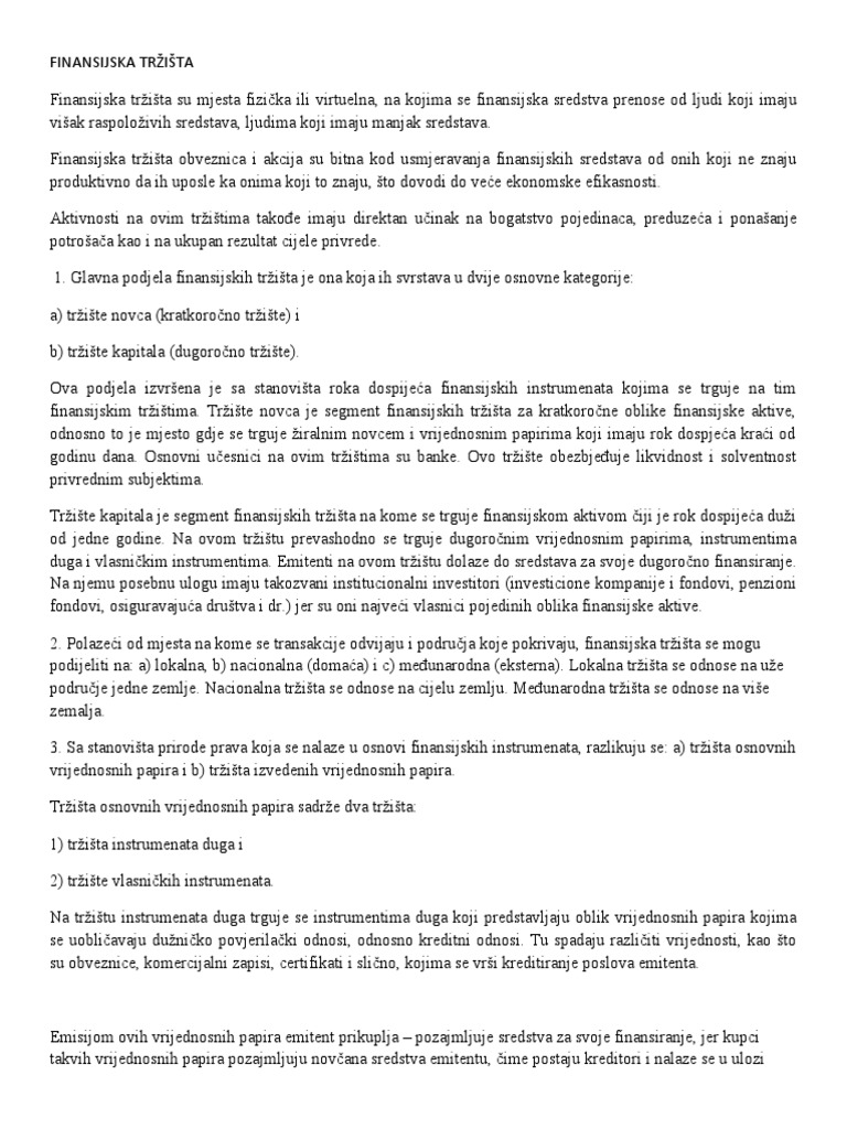 Finansijska Tržišta | PDF