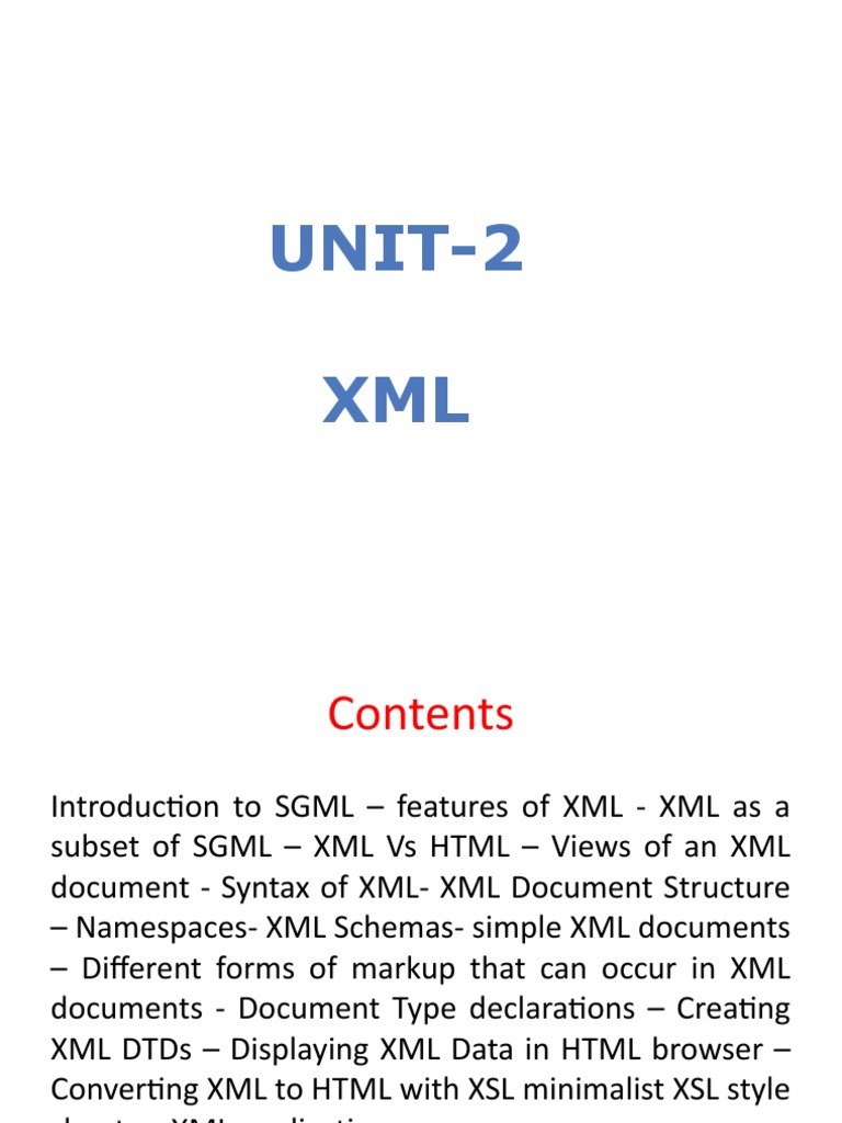 Unit 2 - XML | PDF | Xslt | Xml