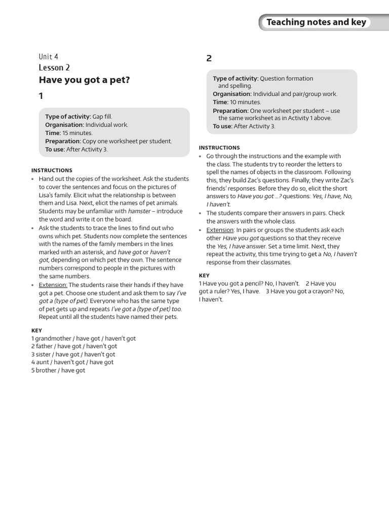 UNIT 4 Brainy Kl4 TRF Teaching Notes | PDF | Reading Comprehension ...