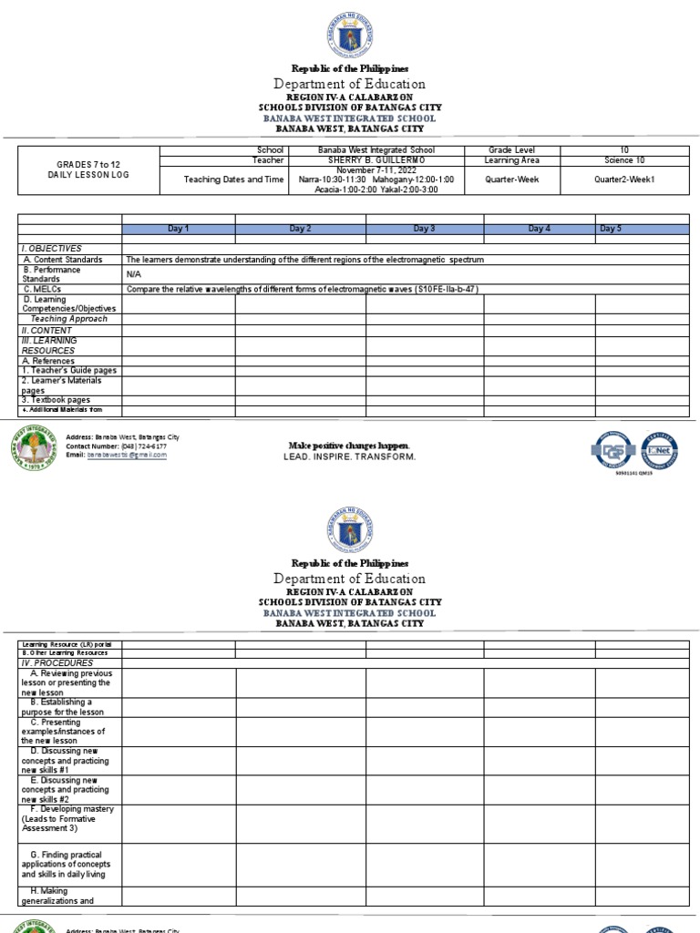 DLL Template | PDF | Learning | Differentiated Instruction