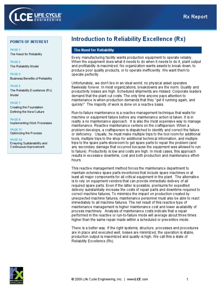 Introduction To Reliability Excellence RX 197 | PDF | Reliability ...