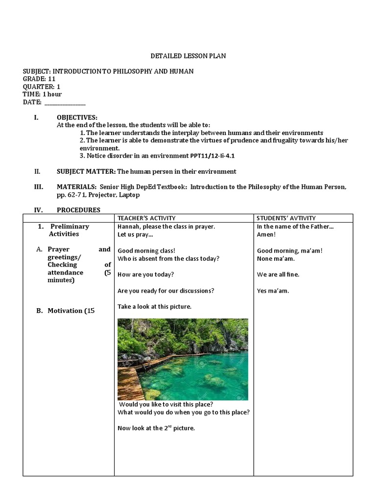 Grade 11 Philosophy Lesson Plan | PDF | Environmental Ethics | Applied ...
