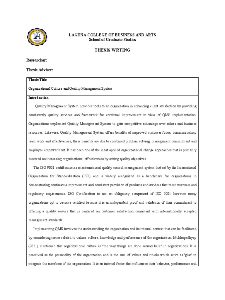 MALA, A. IMRAD Format - Thesis | PDF | Quality Management ...