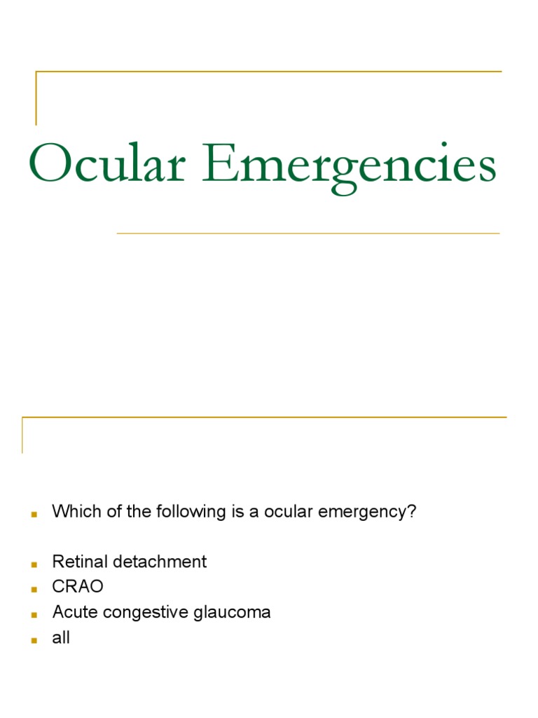 Ocular Emergency | PDF | Cornea | Eye