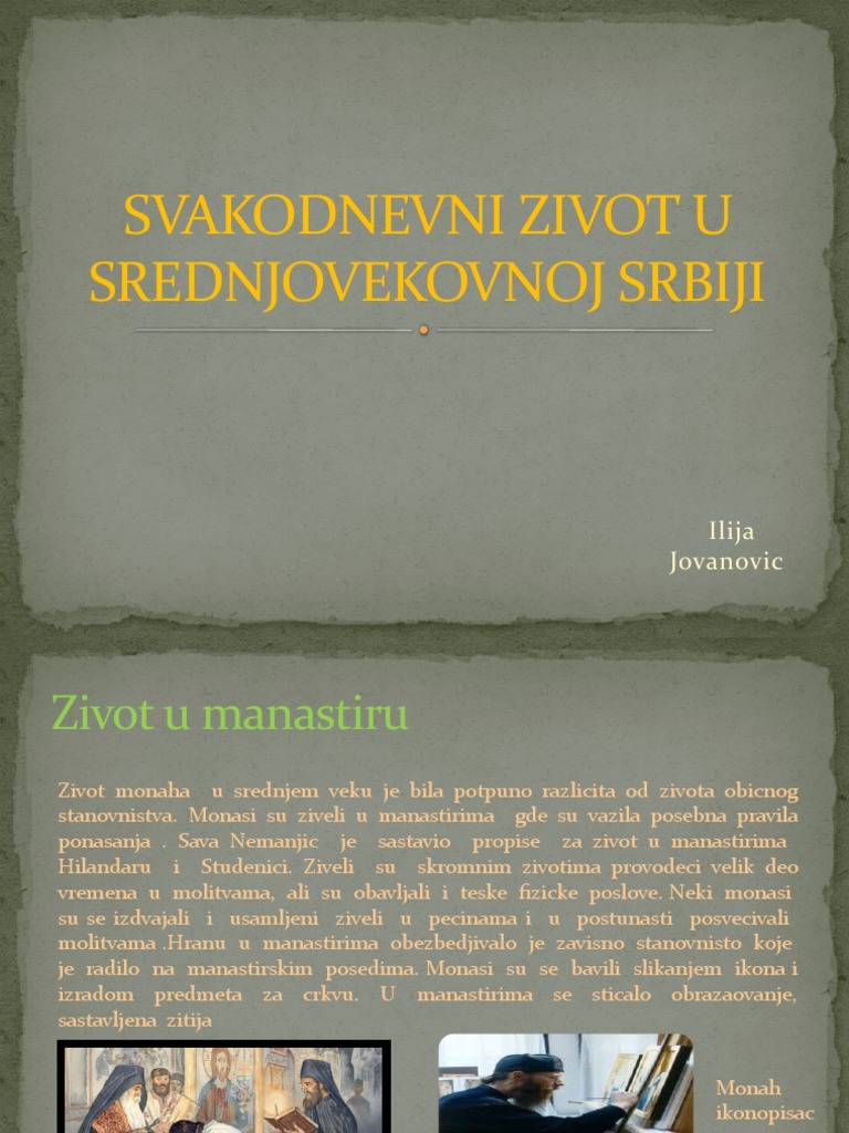 24.1. Svakodnevni Zivot U Srednjovekovnoj Srbiji | PDF