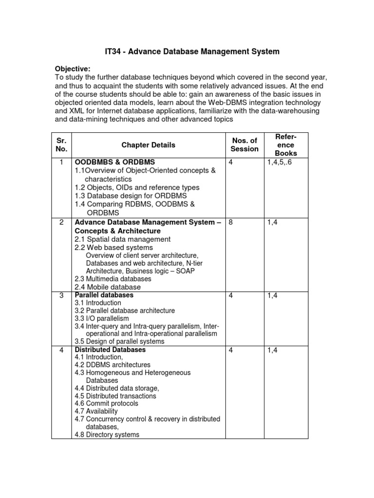 Advanced Database Management Systems Pdf Databases Data Warehouse