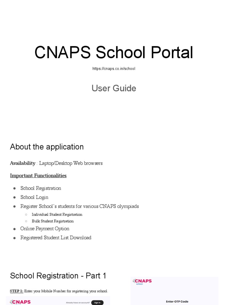 CNAPS 2022 School User Guide - Narayana | PDF | Password | Login