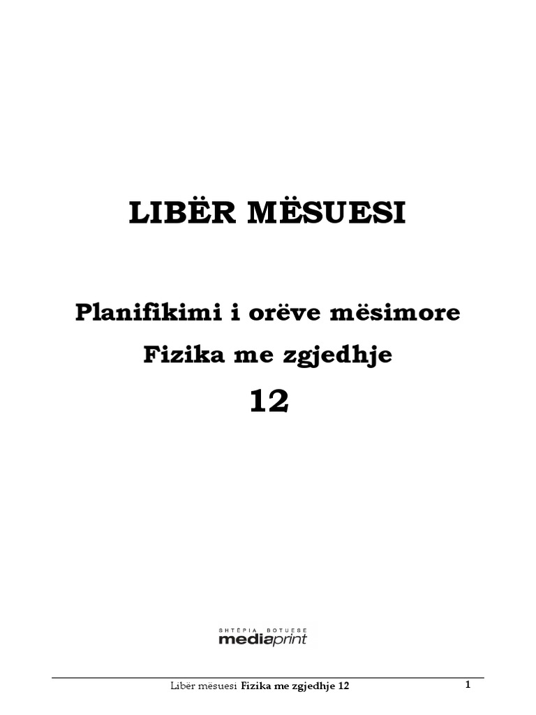 Fizika 12 Planifikimi I Orëve | PDF