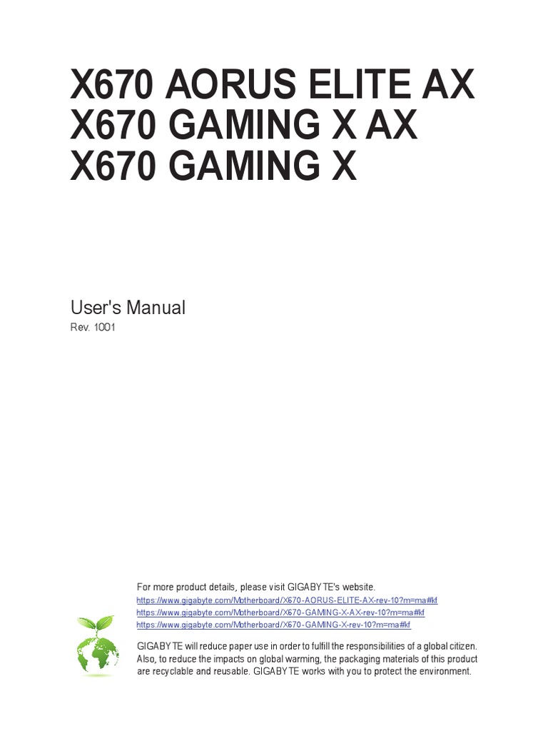 x670 Ae Gamingx Ax Manual | PDF | Hdmi | Usb