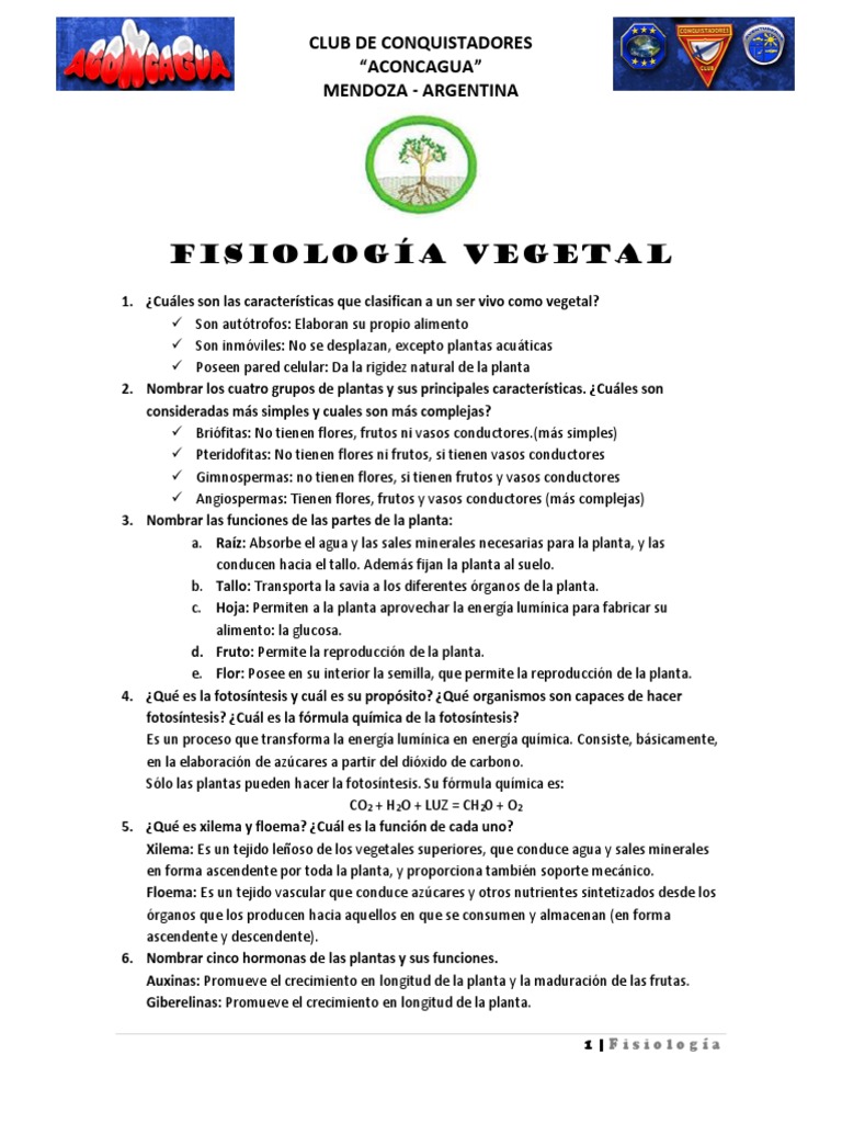 Fisiología Vegetal | PDF | Plantas | Fisiología de las plantas