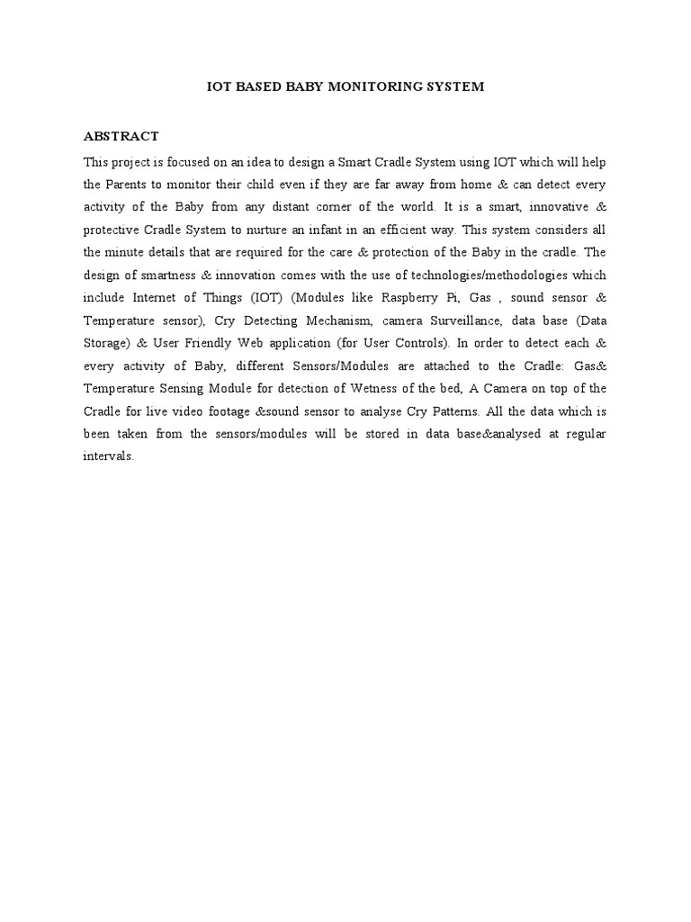 Iot Based Baby Monitoring Presentation | PDF