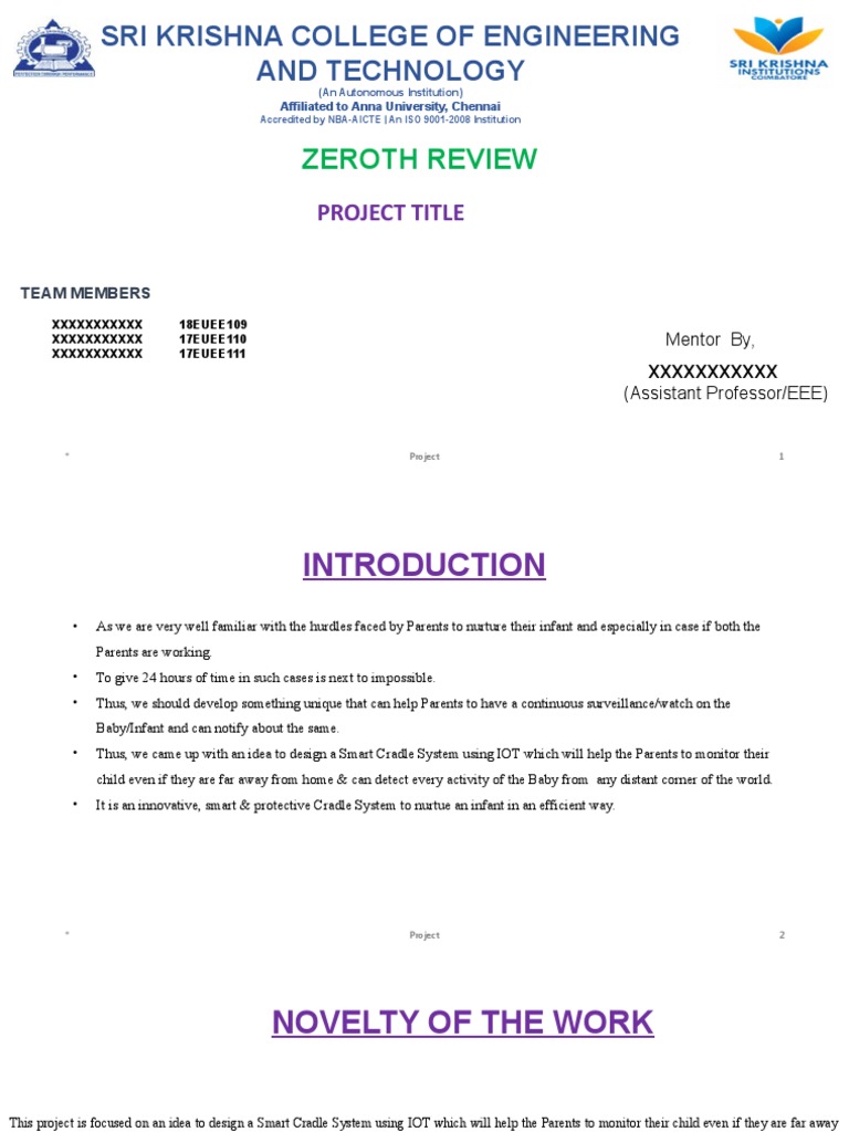 Project - Zeroth Review PPT Template | PDF | Sensor | Internet Of Things