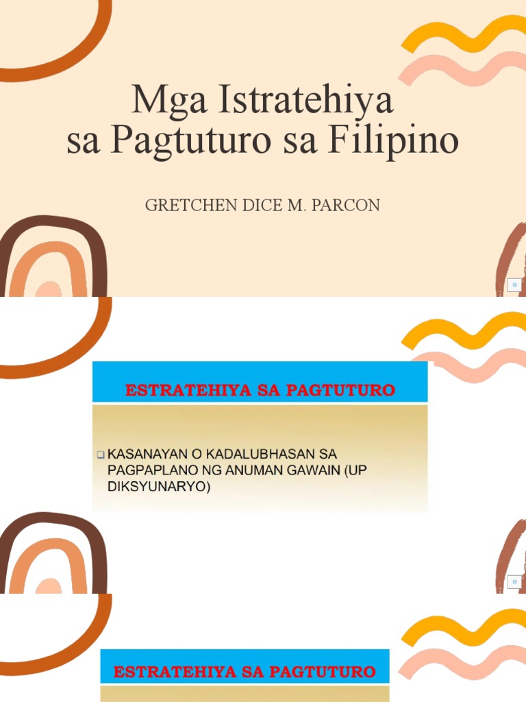 Parcon - Mga Estratehiya Sa Pagtuturo Sa Filipino | PDF
