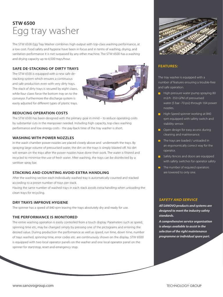 STW 6500 Egg Tray Washerweb | PDF | Washing Machine | Manufactured Goods