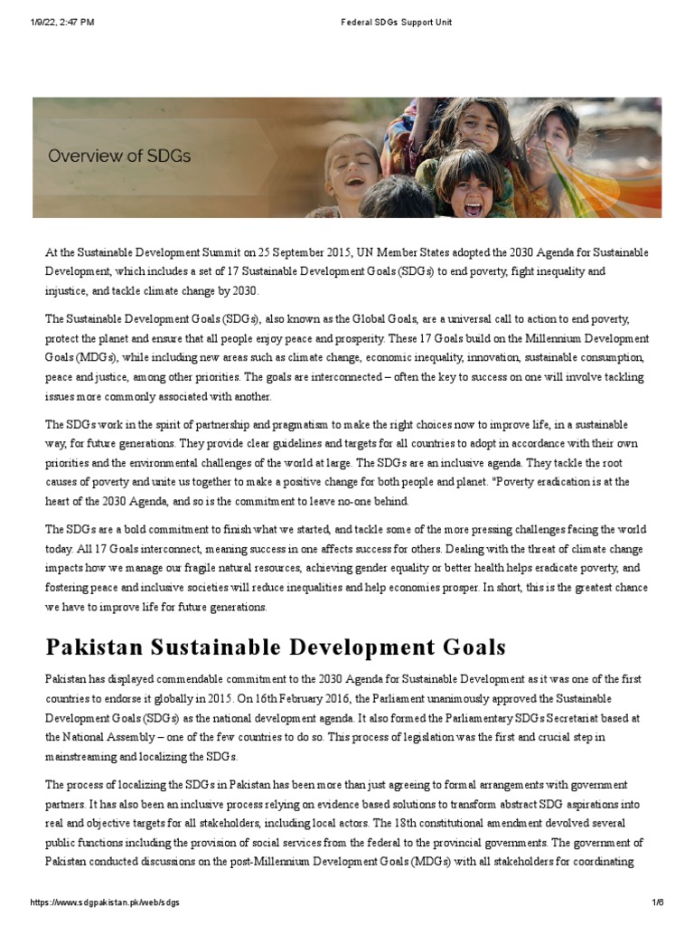Federal SDGs Support Unit | PDF | Sustainability | Economic Development