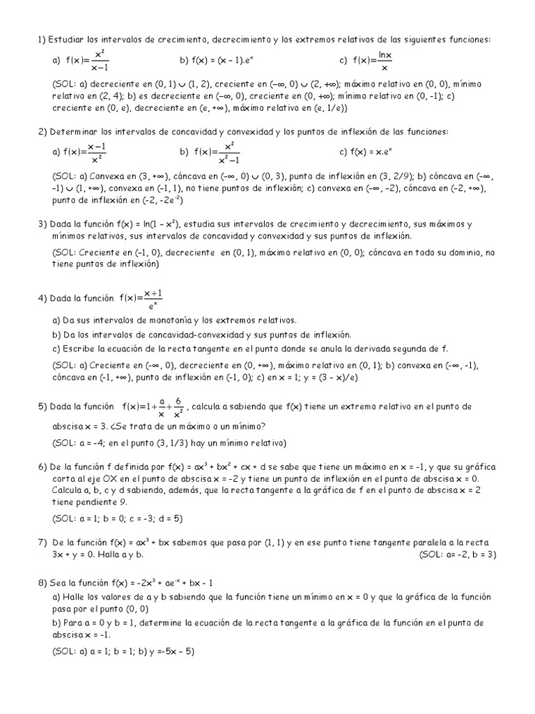 EJERCICIOS REPASO III FUNCIONES (Aplicac Derivadas, Máx, Mín) | PDF | Línea (geometría) | Derivado