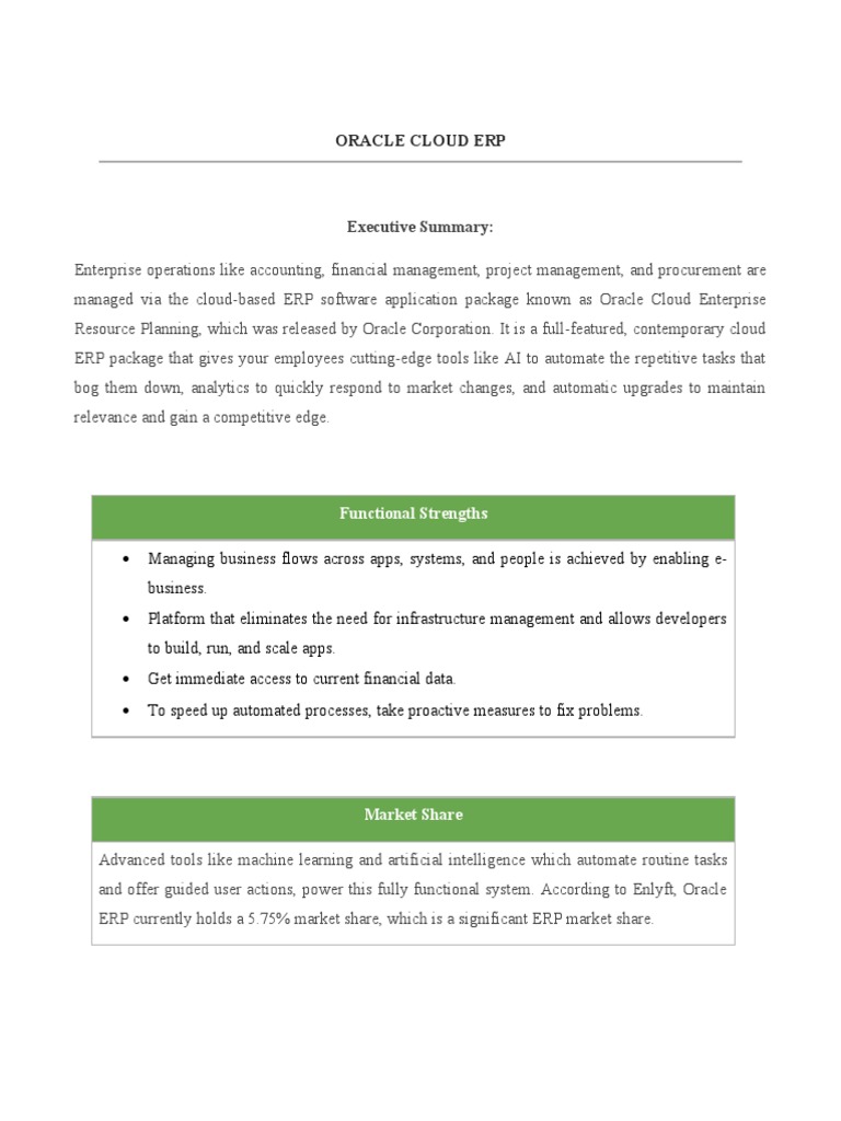Executive Summary | PDF | Enterprise Resource Planning | Cloud Computing