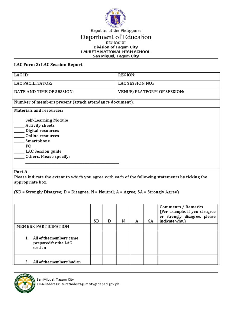 LAC Session Report for Laureta High School | PDF | Behavior ...