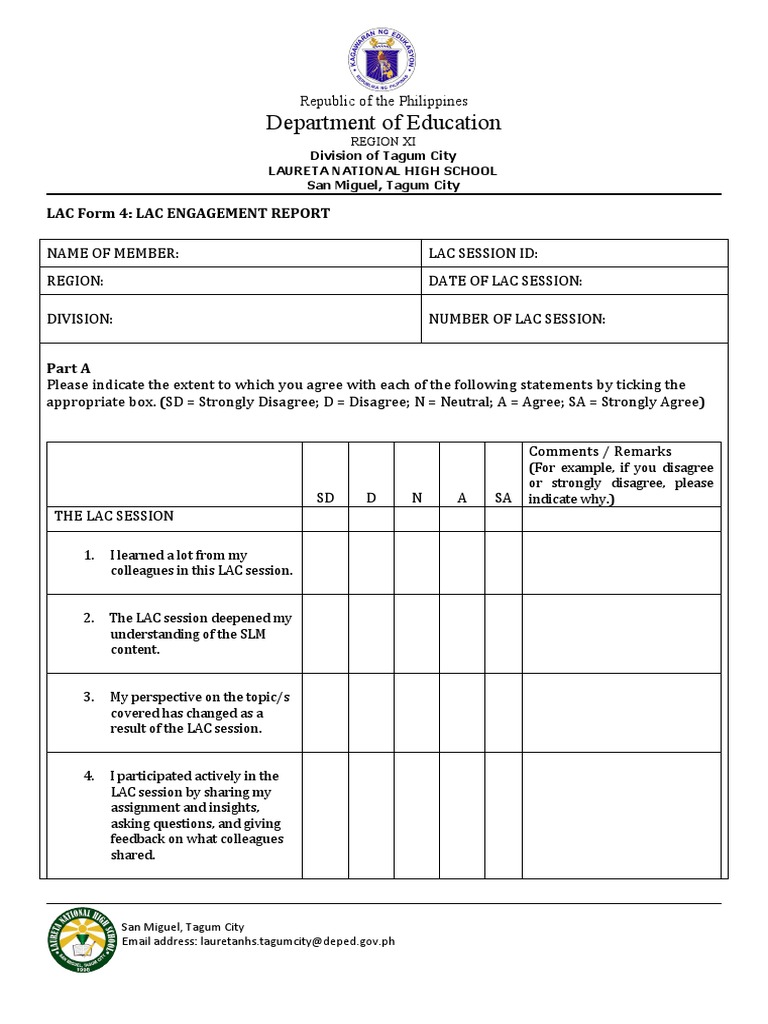 LAC Form 4 | PDF | Communication | Cognition