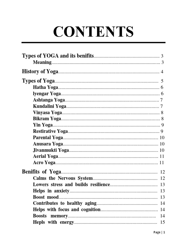 Types of YOGA and Its Benefits | PDF | Ashtanga Vinyasa Yoga | Hatha Yoga