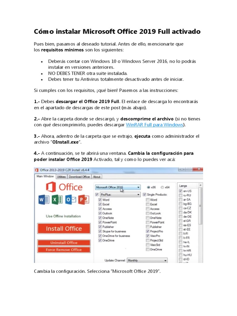 Cómo instalar y activar Microsoft Office 2019 de forma gratuita | PDF ...