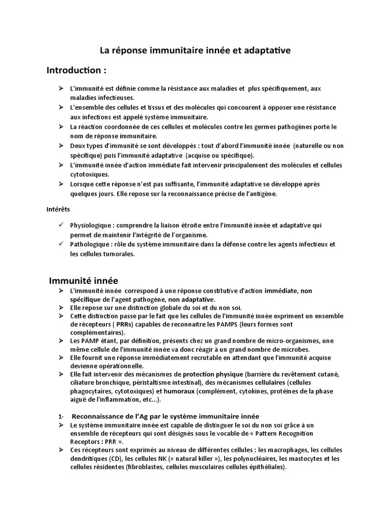 Immunité: Innée et Adaptative | PDF | Système immunitaire | Système ...