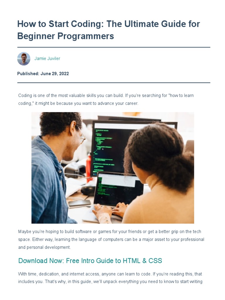 How To Start Coding - The Ultimate Guide For Beginner Programmers | PDF ...