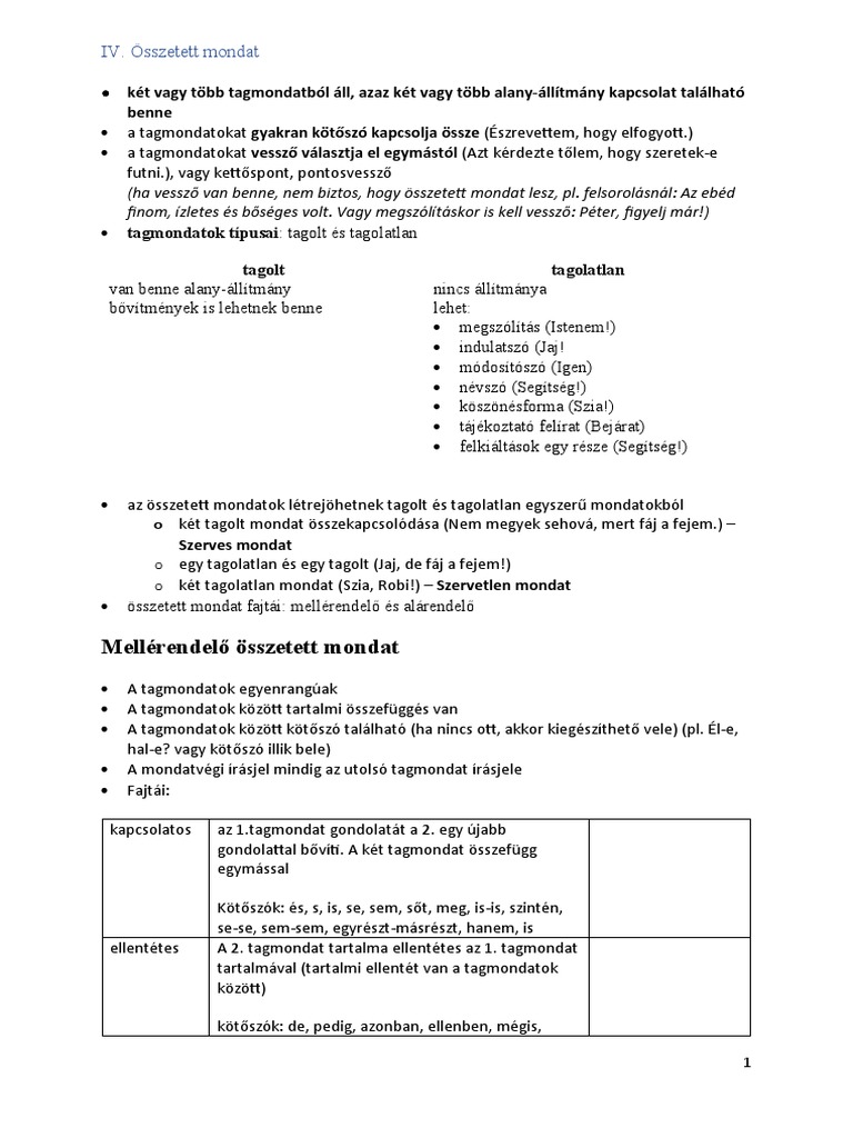 Nyelvtan - 5. tétel | PDF
